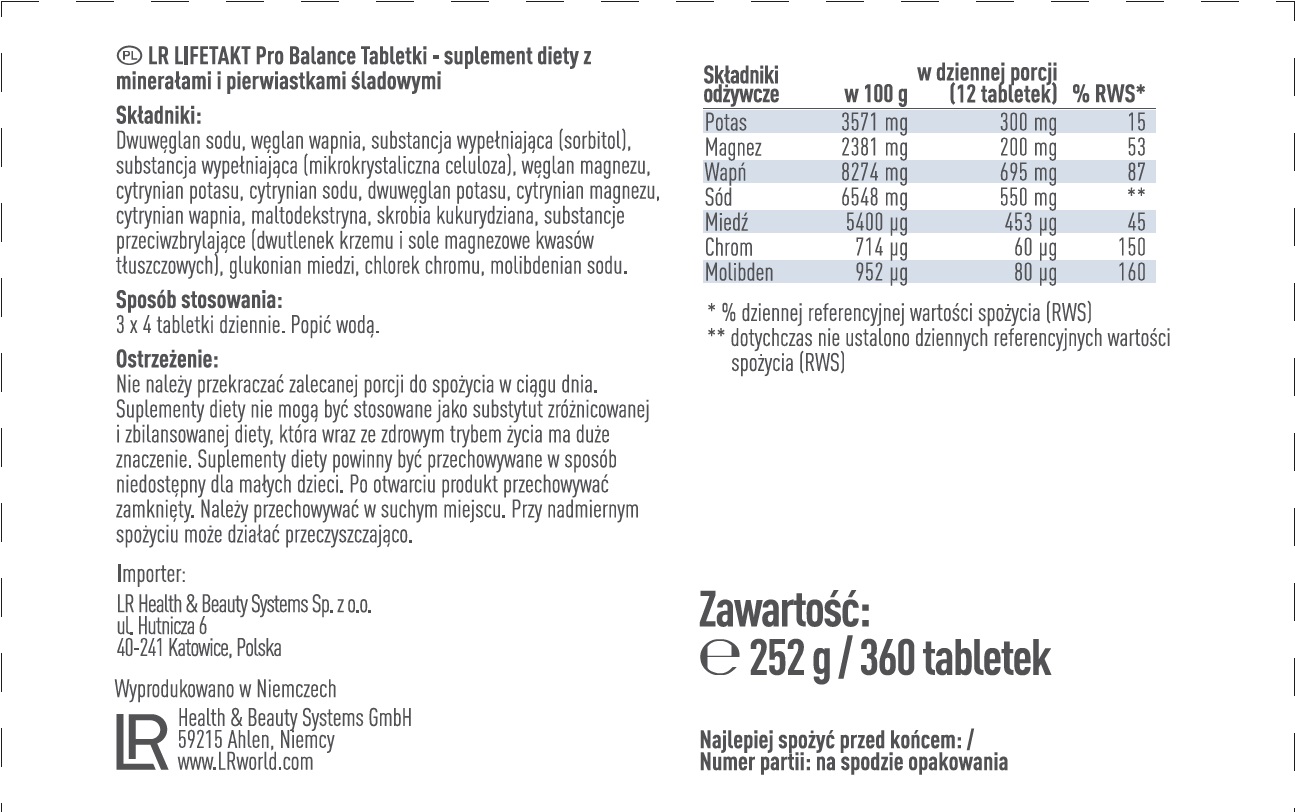 Pro Balance Tabletki 360 sztuk